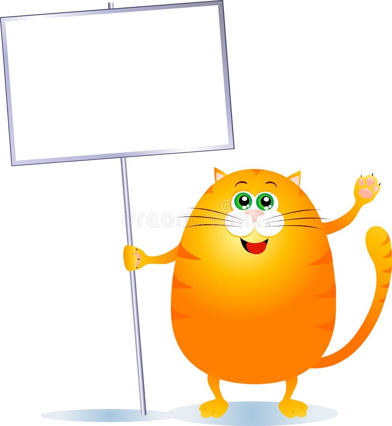 Cat with sign stock illustration. Illustration of panel - 18720251