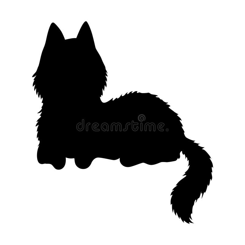Cat Silhouette. Black Cat Shape Isolated on White Background. Hand ...