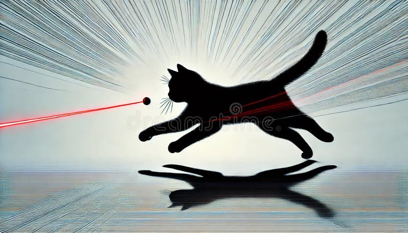 Cat Silhouette Chasing Laser Dot with Motion Stock Illustration - Illustration of dynamic, lines ...
