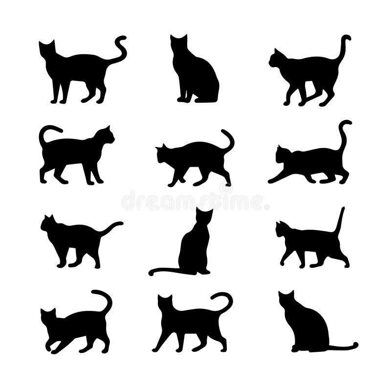 Cat Silhouette Rendered in 2D Flat Illustration Stock Vector ...