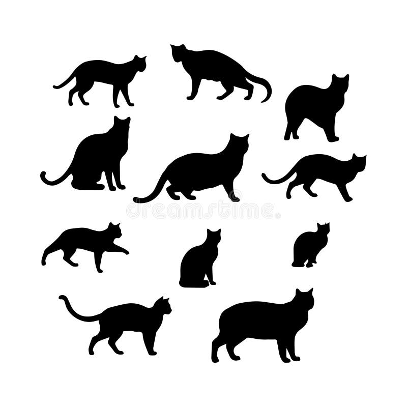 Cat Silhouette Rendered in 2D Flat Illustration Stock Vector ...
