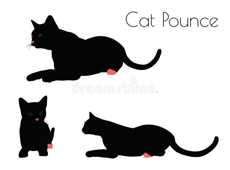 Cat Silhouette in Pounce Pose Stock Vector - Illustration of silhouette ...