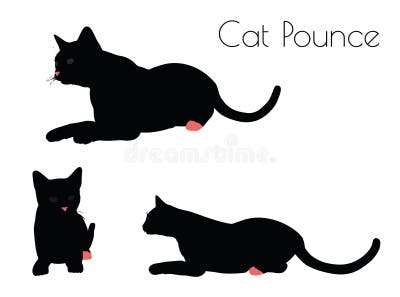 Cat Silhouette in Pounce Pose Stock Vector - Illustration of silhouette ...