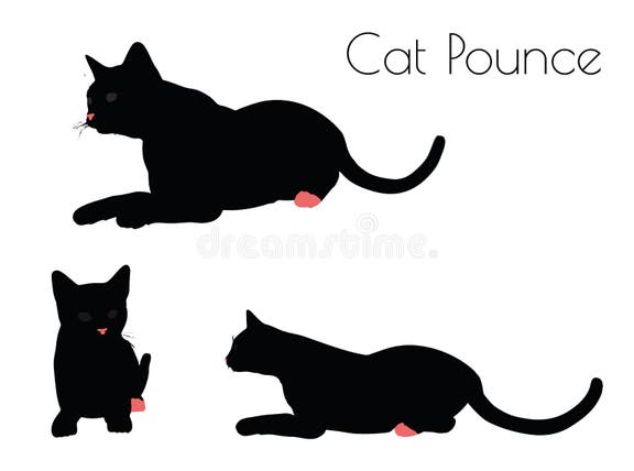 Cat Silhouette in Pounce Pose Stock Vector - Illustration of silhouette ...