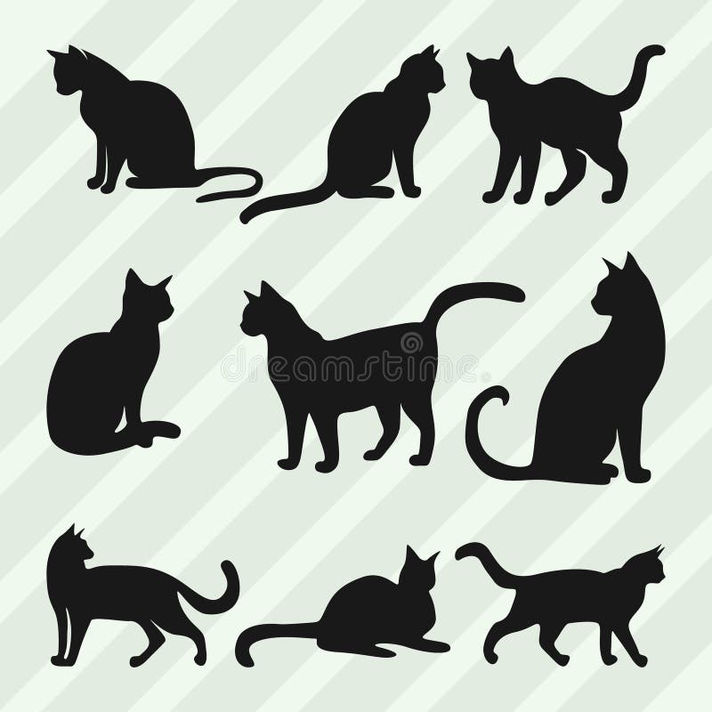 Cat Silhouette Vector Collection, Cat Symbol Set Stock Vector ...