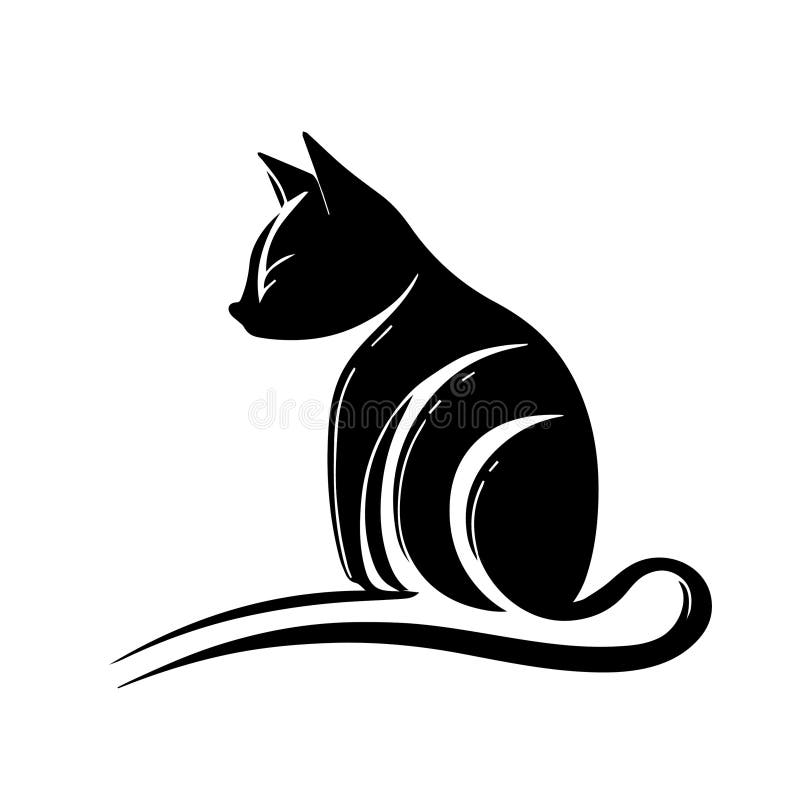 Cat Simple Vector Black Image on White Background. Stock Vector ...