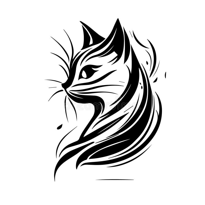 Cat Simple Vector Black Image on White Background. Silhouette Svg ...
