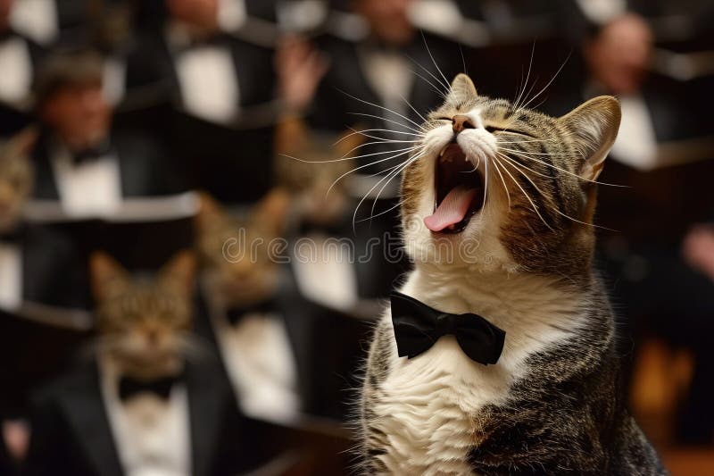 Cat Singing at the Opera Generative AI Stock Illustration ...