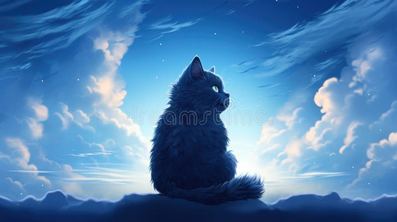 Cat Sit in the Cloud in Sky AI Generated Stock Illustration - Illustration of shape, soul: 326090425