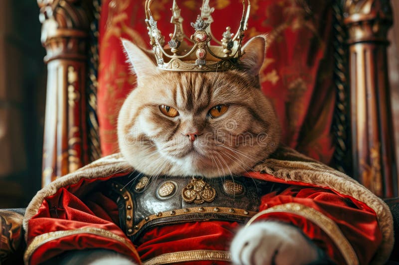 A Cat Sitting Elegantly on a Royal Throne at the Castle Stock ...