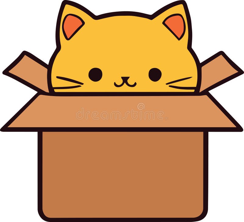 Cat Sitting Inside Cardboard Box Stock Vector - Illustration of smiling ...