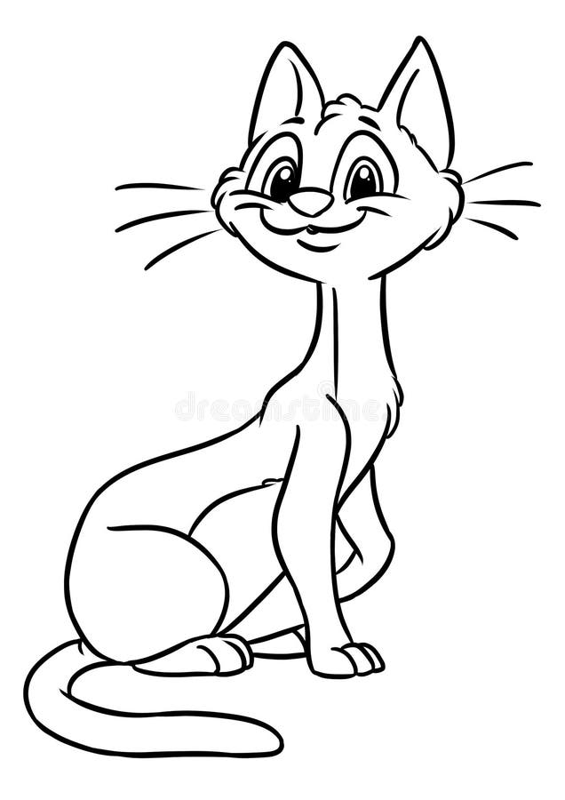 Cat Sitting Looking Surprised Illustration Character Coloring Stock ...