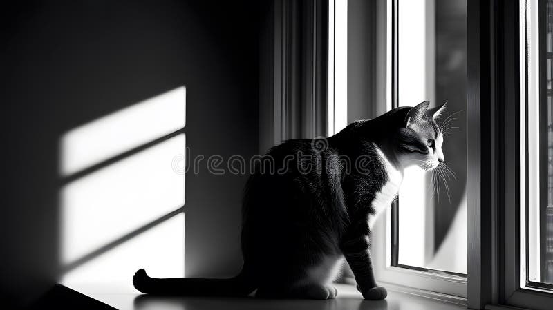 Cat Sitting Near the Window Stock Photo - Image of kitten, beautiful ...