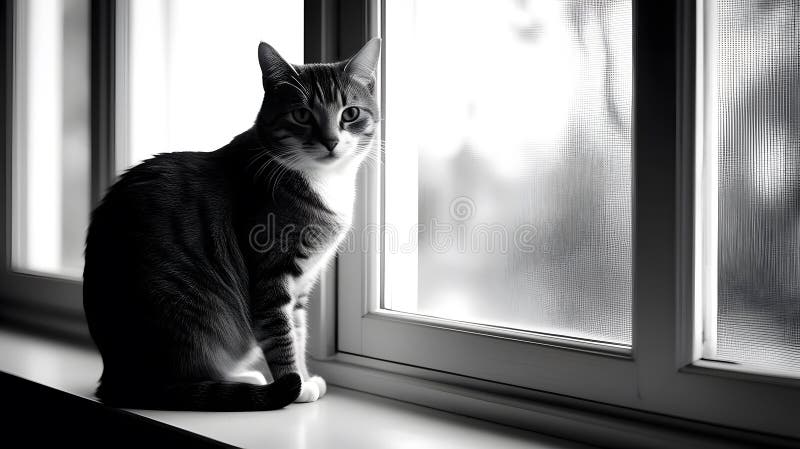 Cat Sitting Near the Window Stock Photo - Image of looking, comfort ...