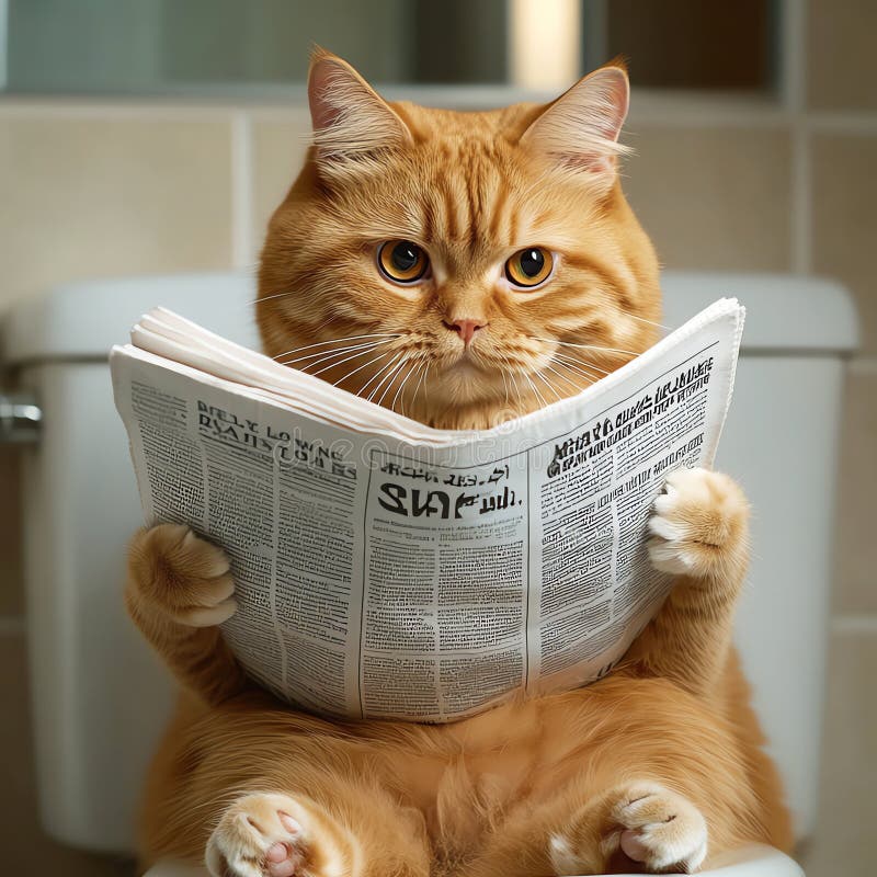 Cat Sitting on an Open Toilet Seat, AI Generated Stock Illustration ...