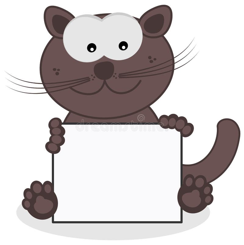 Cat sitting with a poster stock illustration. Illustration of comic ...