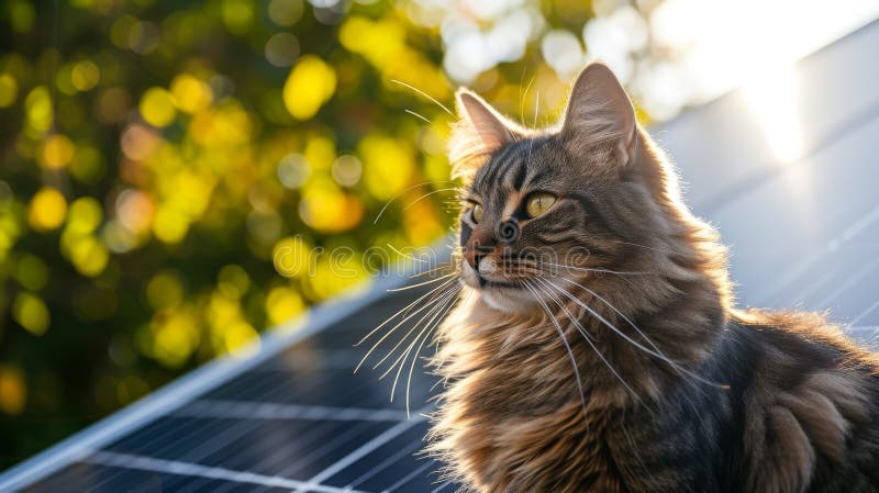Cat Sitting Solar Panel Sunlight Stock Photos - Free & Royalty-Free ...