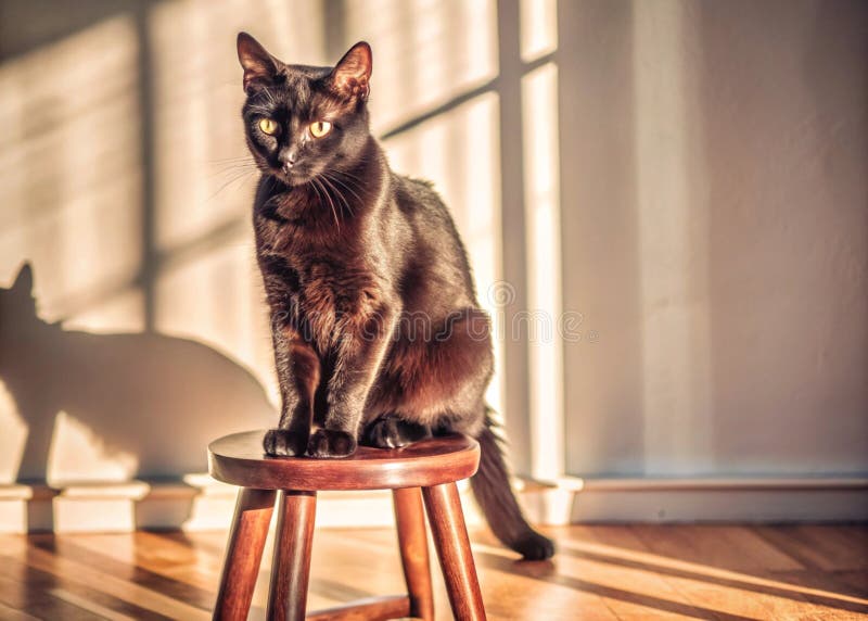 A Cat Sitting on a Stool Generative Ai Stock Illustration ...