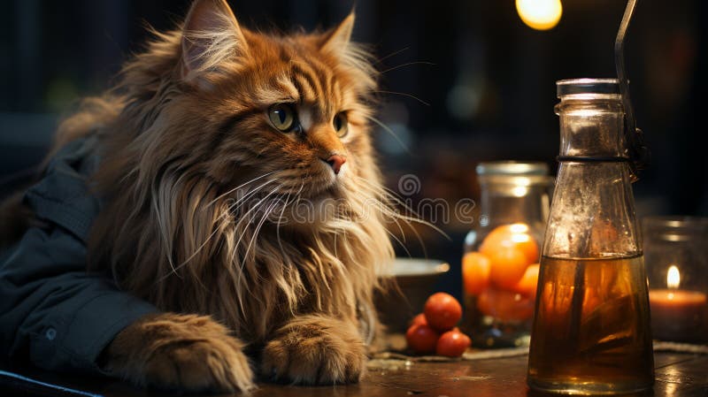 Cat sitting on the table stock illustration. Illustration of purebred ...