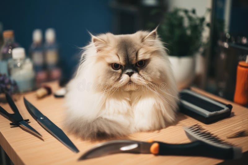 A Cat Sitting on a Table with a Pair of Scissors. AI Generative Image ...