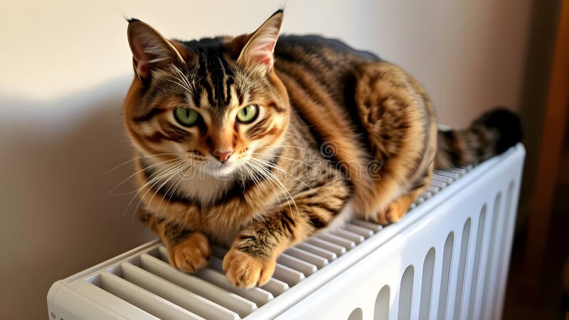 A Cat is Sitting on Top of a Radiator Stock Illustration - Illustration ...