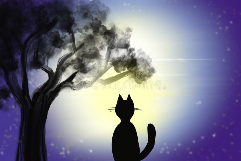 Cat Sitting Under Tree Stock Illustrations – 180 Cat Sitting Under Tree ...
