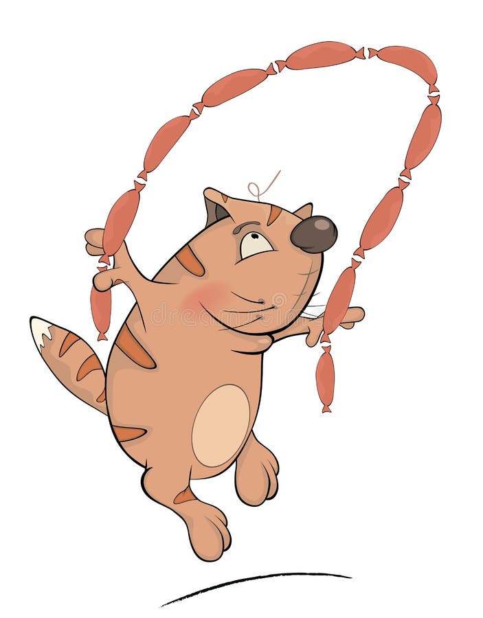 A cat and a skipping rope stock vector. Illustration of sport - 43674196