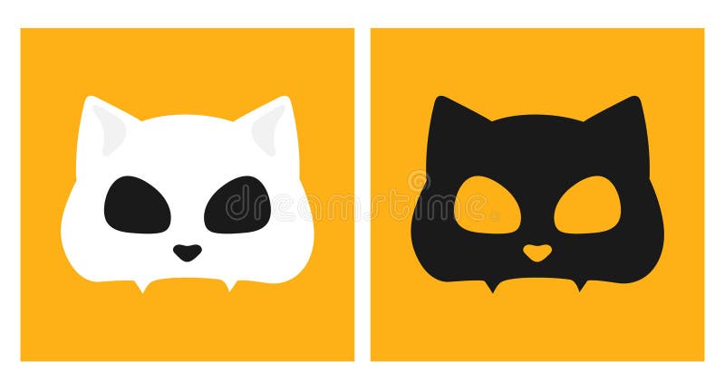Cat Skulls. Black and White Cat Skull Silhouettes Stock Vector ...