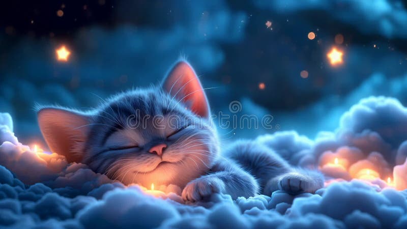 Cat Sleeping on Clouds. Sweet Dream Stock Footage - Video of relaxation ...