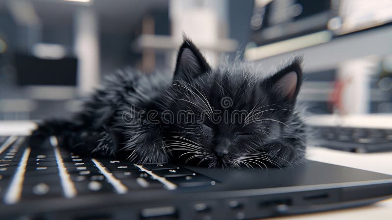 A Cat is Sleeping on a Keyboard Stock Illustration - Illustration of ...