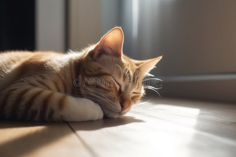 Cat Sleeping in Sunny Day. Generative AI Stock Illustration ...