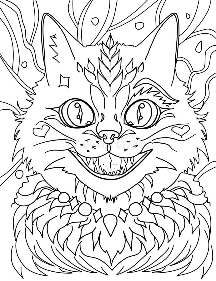 Cat Smiling Coloring Page Vector Hand-drawing Stock Vector ...