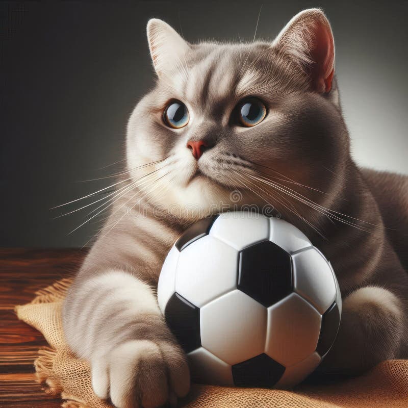 Cat with a soccer ball. stock image. Image of sport - 345547705