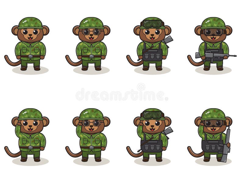 Vector Illustration Cute Monkey Soldier Cartoon Stock Vector ...
