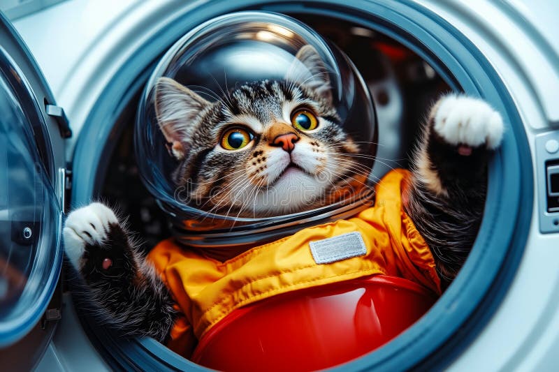 Cat Space Suit Inside Washing Machine Stock Photos - Free & Royalty ...