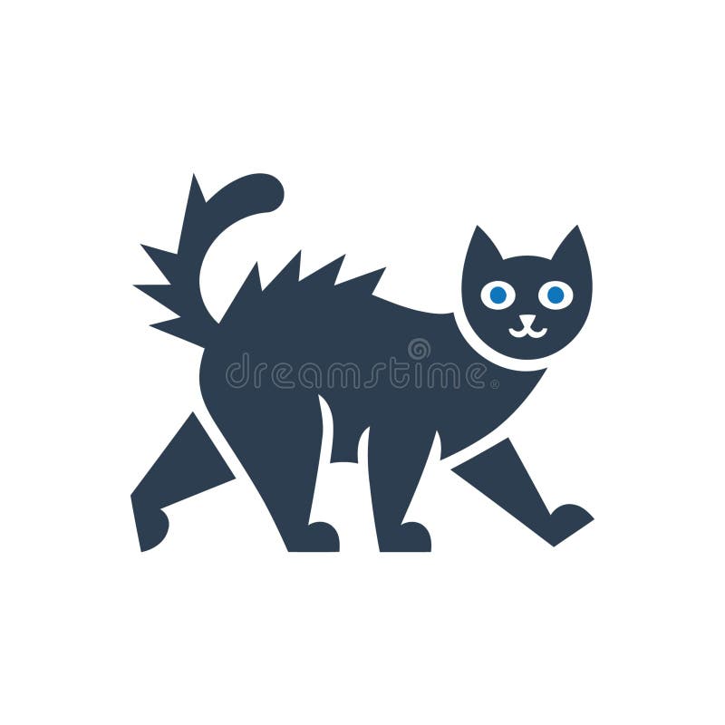 Cat with Spiky Fur Icon stock vector. Illustration of motion - 375316732