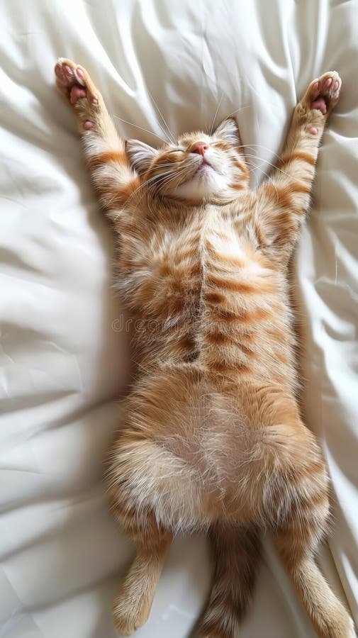 Cat S Weird Sleeping Position on Comfy Sofa Stock Illustration ...