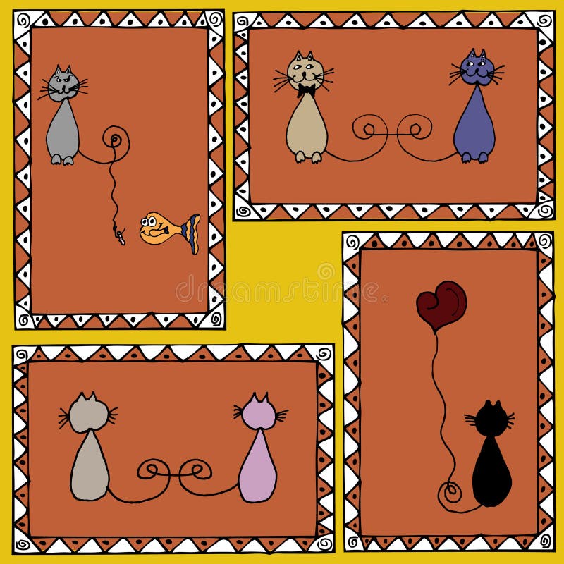 Cat Stamps stock illustration. Illustration of colour - 29627524