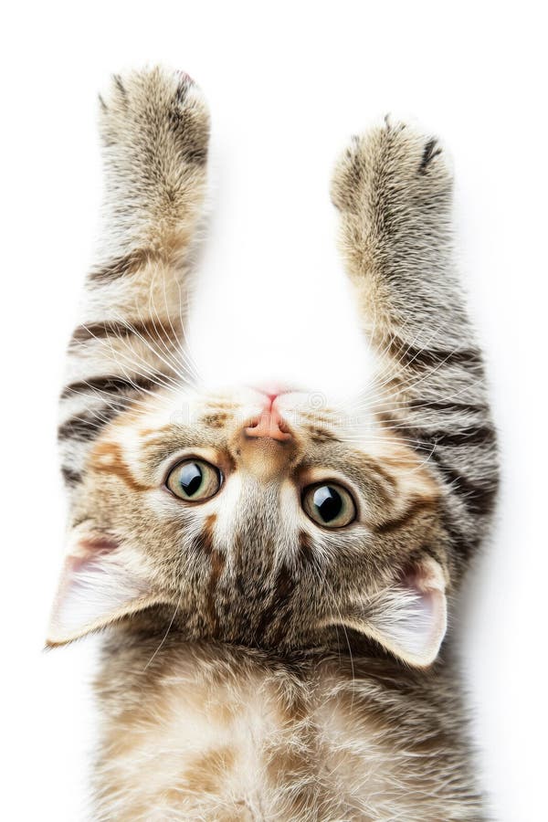 Cat Standing on Human Hand Isolated Stock Illustration - Illustration ...