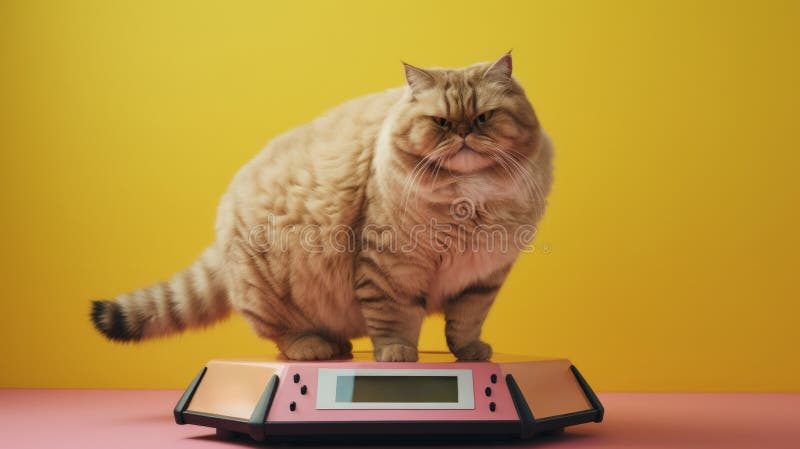 Cat Standing on Scale, Adorable Feline Weighing Its Paws in Precision ...