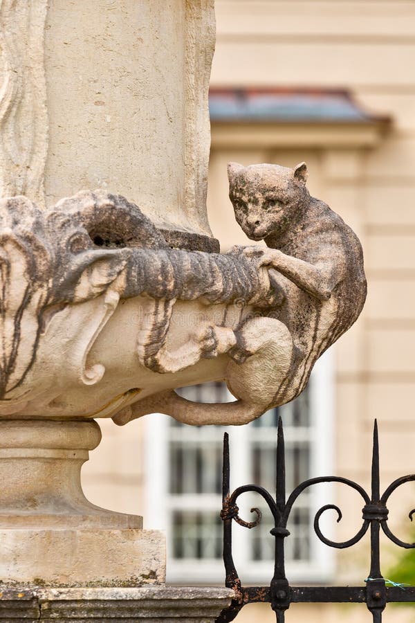 Cat statue on a column stock photo. Image of hanging - 216893184