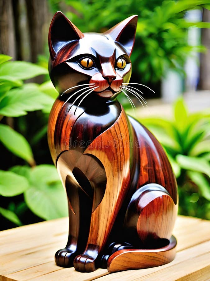 Cat statue in the garden stock photo. Image of decoration - 369765194