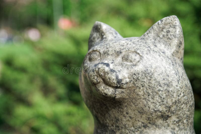 Cat Statue from Stone. Lucky Rock Cat Head Stock Photo - Image of ...