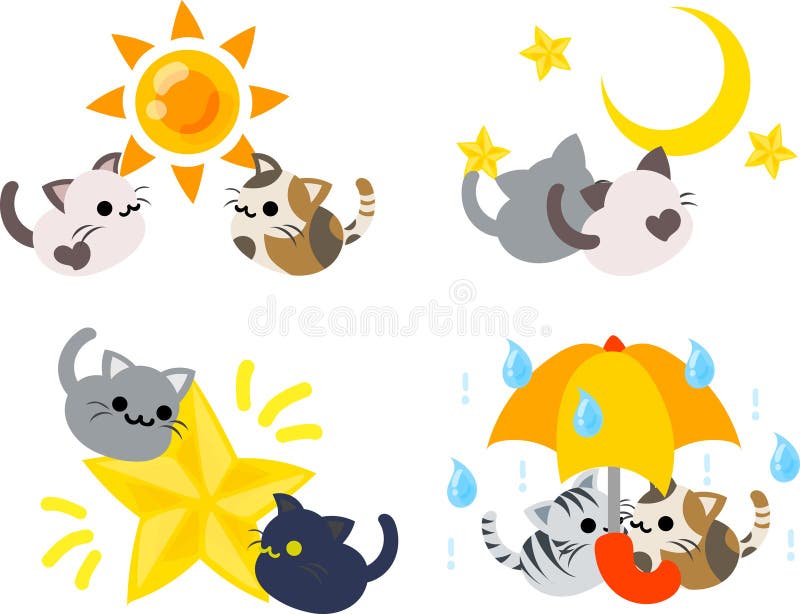 Cute Rolling Cat Illustration Set Stock Vector - Illustration of ...