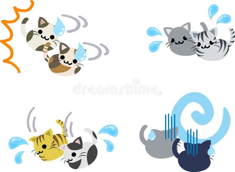 Cute Rolling Cat Illustration Set Stock Vector - Illustration of cute ...