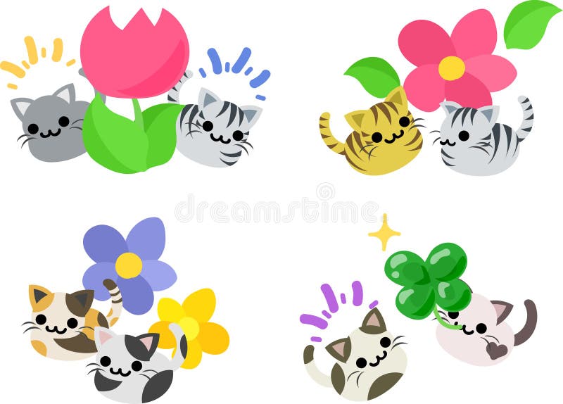 Cute Rolling Cat Illustration Set Stock Vector - Illustration of work ...