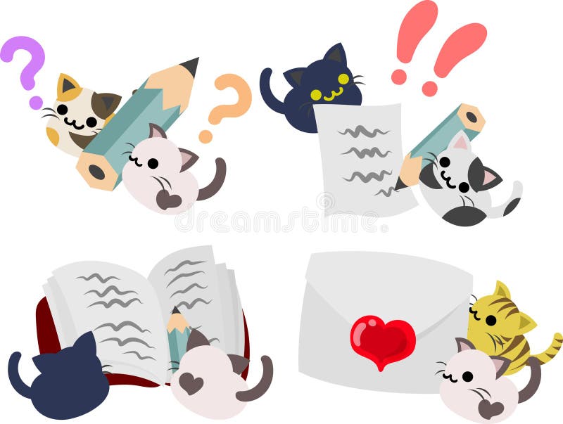 Cute Rolling Cat Illustration Set Stock Vector - Illustration of ...