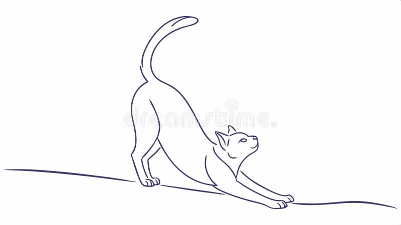 Cat Stretching Outline, Relaxed Pet Posture Vector Design Generative AI ...