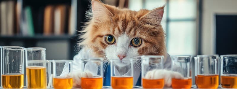 Cat Student in the Laboratory.research Stock Image - Image of ...