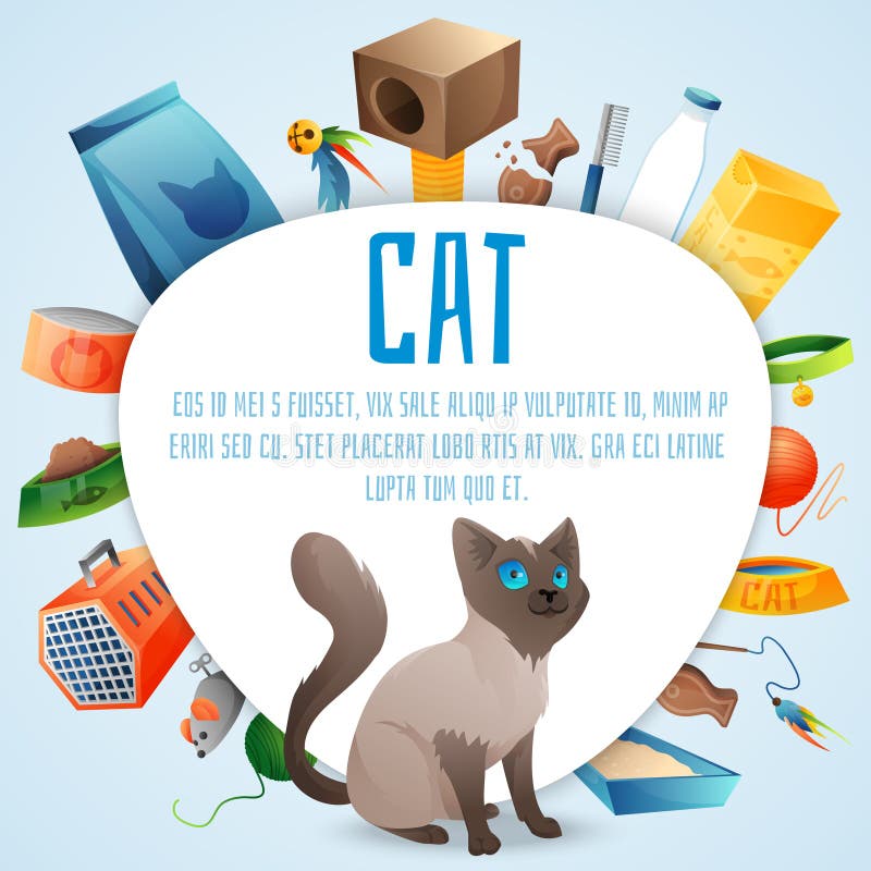 Cat stuff set stock vector. Illustration of kitten, mammal - 51190266